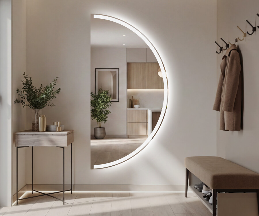 Artforma - Semi-Circular Mirror with LED illumination A222 | right